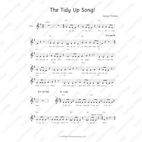 The Tidy Up Song Primary Songs