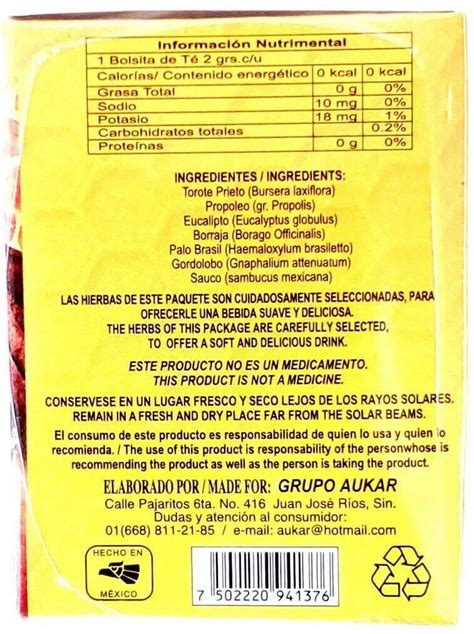 Te Torote Prieto Instantaneo 25 Sobres 2gr C U 100 Natural Receta Artesanal