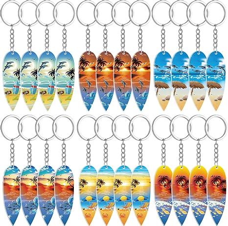 24 Pcs Acrylic Surfboard Keychains Fun Key Chains Beach