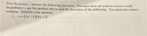 Solved Free Response ﻿answer The Following Questions You