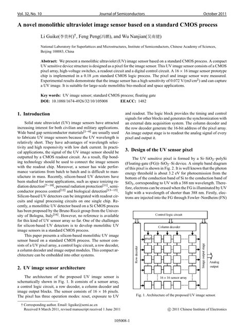 Pdf A Novel Monolithic Ultraviolet Image Sensor Based On A Standard Cmos Process