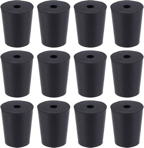 12pcs 1 Hole Rubber Stoppers Black Seal Tube Stopper Plug Black Rubber