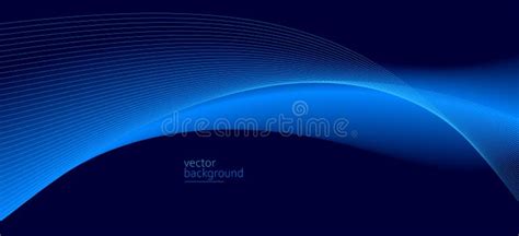 Curve Shape Flow Vector Abstract Background In Dark Blue Gradient Dynamic And Speed Concept