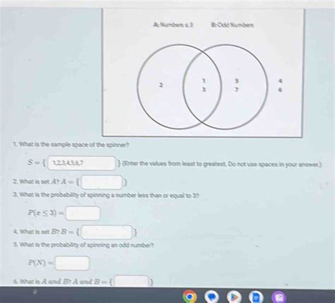 A Numbers S 3 B Odd Numbers 1 What Is The Sample Space Of The