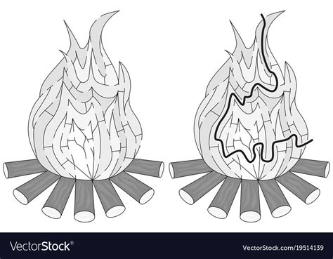 Easy Fire Maze Royalty Free Vector Image Vectorstock