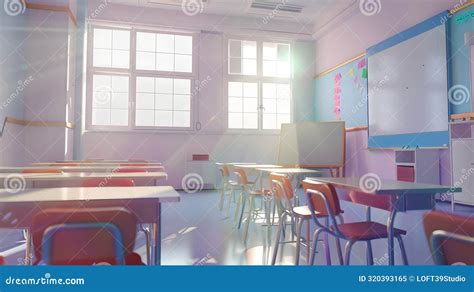 Generative Ai Empty Classroom In Elementary School With Whiteboard And