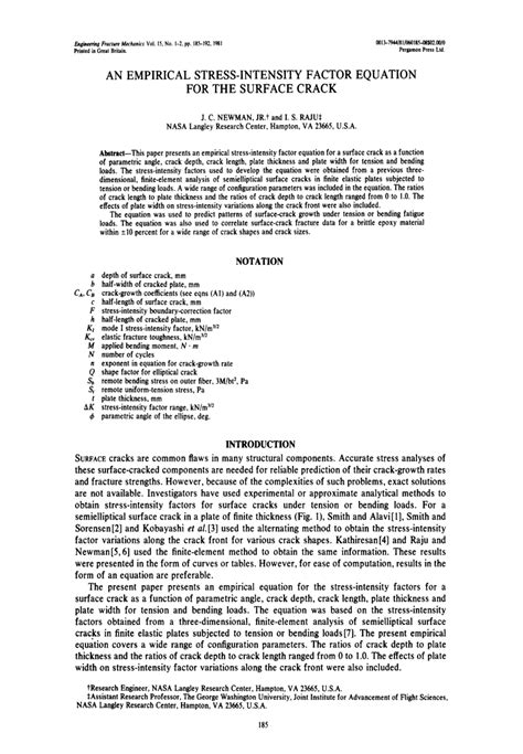 Pdf Stress Intensity Factor Equations For Cracks In Three Dimensional Finite Bodies Subjected