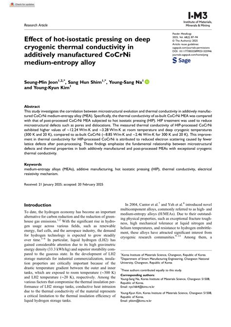 Pdf Effect Of Hot Isostatic Pressing On Deep Cryogenic Thermal Conductivity In Additively