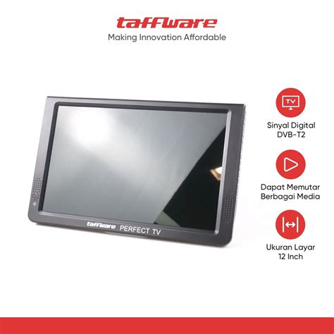 Taffware Portable Tv Monitor 12 Inch Dvb T2 D12 Black Taffware
