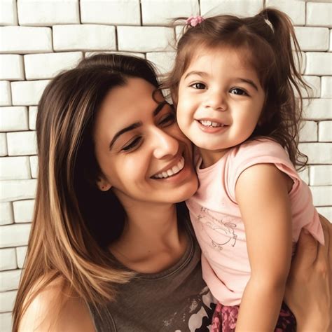 Premium Photo A Mother And Daughter Smiling And Hugging