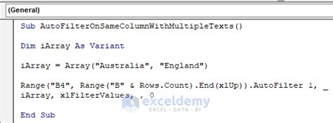 Vba To Autofilter With Multiple Criteria On Same Field In Excel 4 Methods