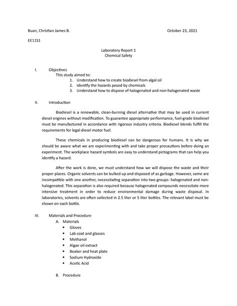 Lab Report Chemistry For Engineers TIP Studocu