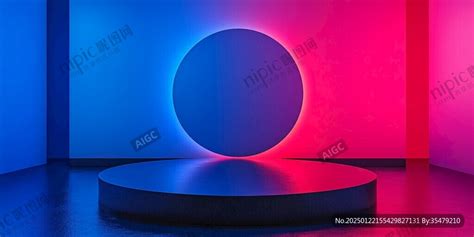 Ai创作图简约秀场 霓虹灯展台 撞色舞台 霓虹灯场景造型 粉色平台 立体渐变发光体设计 简约舞台 粉红色的平台 简约舞美 几何创意舞台 粉色的展示台 粉红色平台 炫彩舞台 光影平台 霓虹灯光感