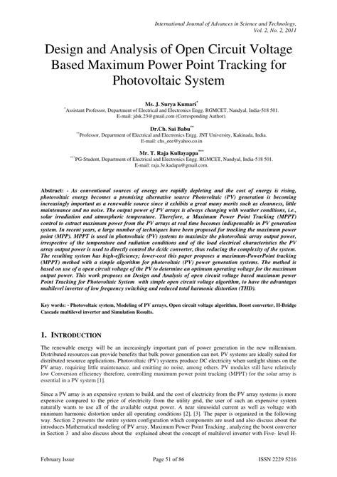 Pdf Design And Analysis Of Open Circuit Voltage Based Maximum Power Point Tracking For