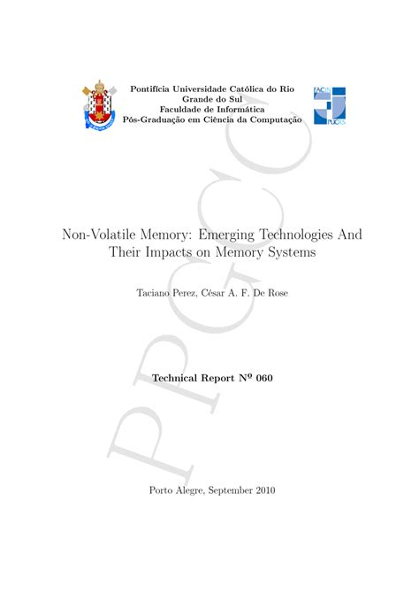 Pdf Non Volatile Memory Emerging Technologies And Their Impacts On Memory Systems