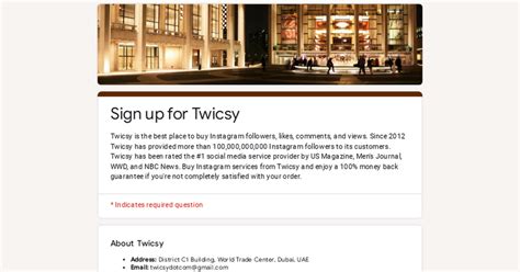 Sign Up For Twicsy