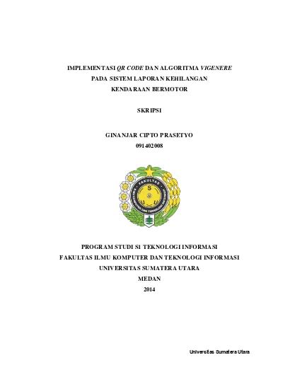 Implementasi Qr Code Dan Algoritma Vigenere Pada Sistem Laporan Kehilangan Kendaraan Bermotor
