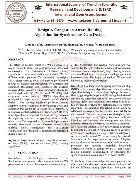 Design A Congestion Aware Routing Algorithm For Synchronous Cam Design