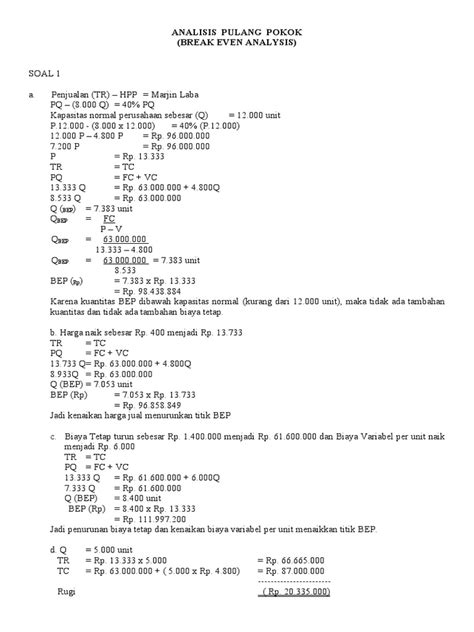 Break Even Point New Pdf Break Even Point New Pdf