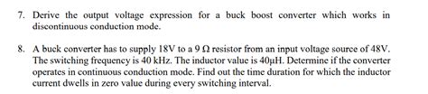 Solved 7 Derive The Output Voltage Expression For A Buck
