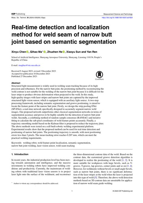Real Time Detection And Localization Method For Weld Seam Of Narrow