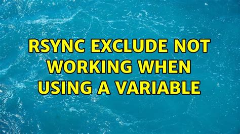 Rsync Exclude Not Working When Using A Variable Youtube