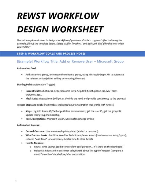 Rewst Workflow Design Worksheet Pdf Software Computing