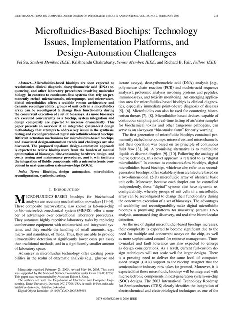 PDF Design Automation Methods And Tools For Microfluidics Based Biochips