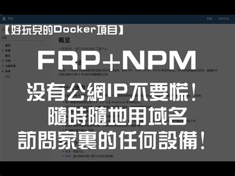 好玩儿的Docker项目内网穿透从未如此简单家里没有公网IPFRP NPM VPS 随时随地用域名访问家里的任何设备 YouTube