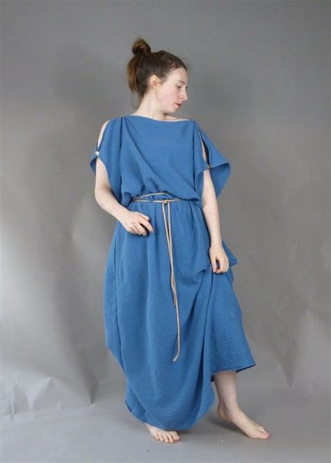 Womens Greek Cotton Gauze Tunic Ancient World Peplos Chiton Historical