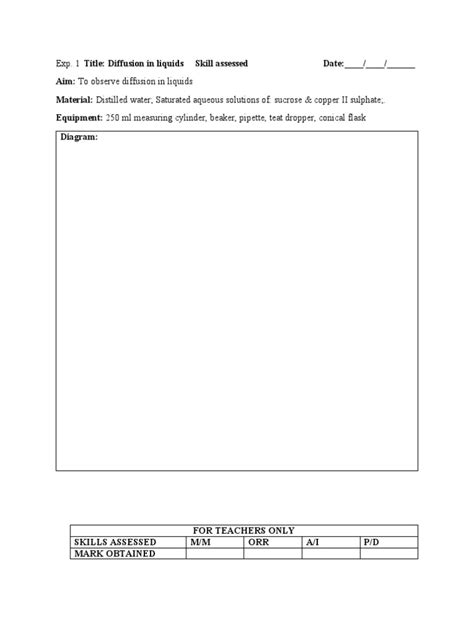 Form 4 Lab Book Labs 1 5 Template Pdf Osmosis Chemistry