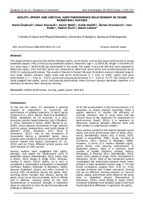 Pdf Agility Sprint And Vertical Jump Performance Relationship In