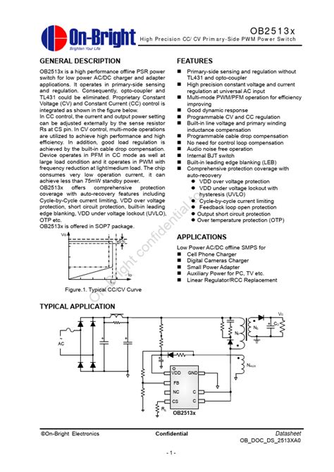 OB OB On High Precision CC CV Primary Side PWM Power Switch On Bright Electronics