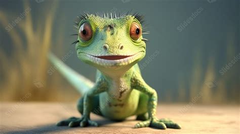 Amusing Lizard Depicted In 3d Powerpoint Background For Free Download Slidesdocs