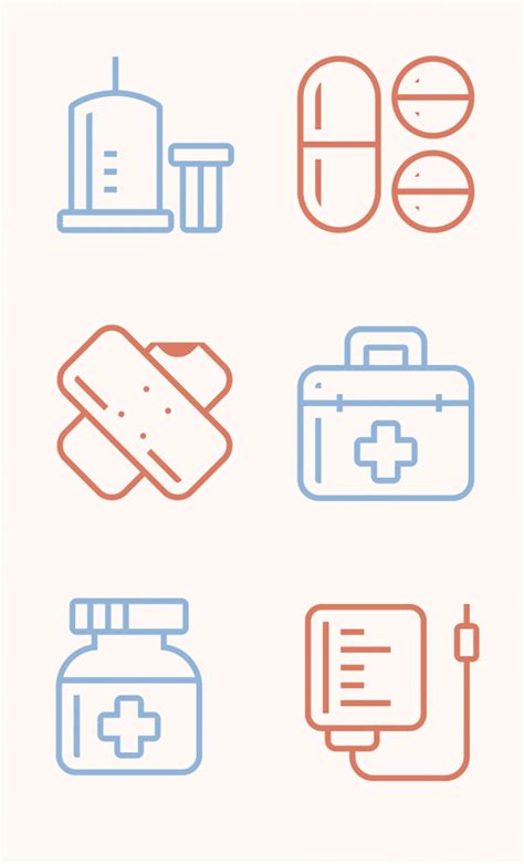 의료 병원 아이콘 6개 Ai 아이콘 웹디자인 인포그래픽