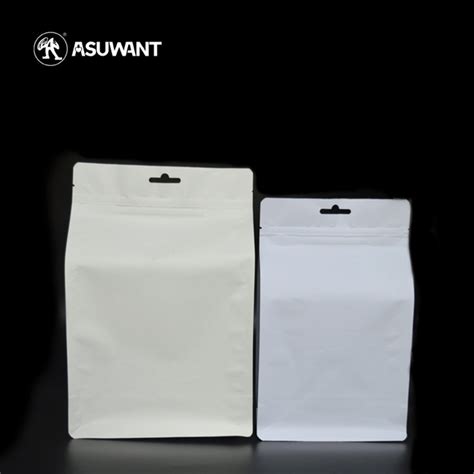 China White Kraft Side Gusset Coffee Tea Packaging With Valve Tin Tie