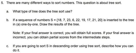 Solved 5 There Are Many Different Ways To Sort Numbers