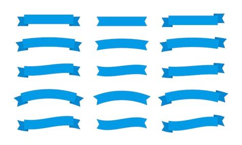 종이 접기 스타일 벡터 일러스트 레이 션 디자인 흰색 배경에 파란색 스트립에 고립 된 다른 평면 벡터 리본 배너를 설정