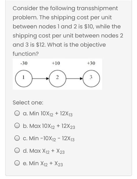 Solved Consider The Following Transshipment Problem The