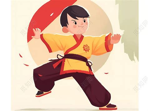 暑期武术培训班招生练武术的卡通小孩场景ai绘画 觅知网