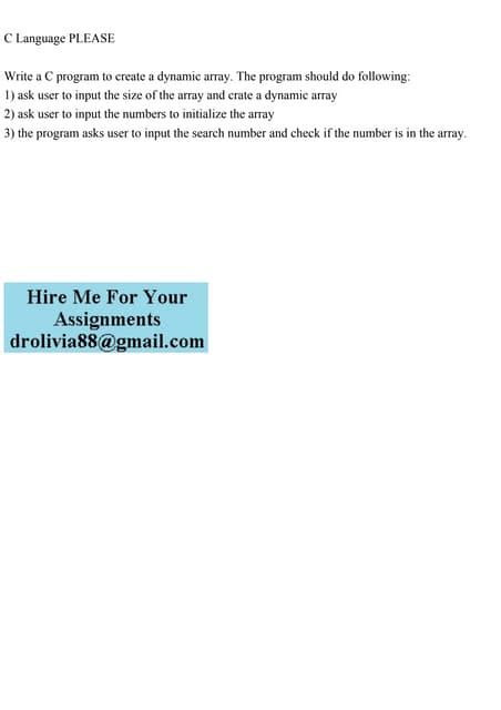 C Language Please Write A C Program To Create A Dynamic Array Tpdf