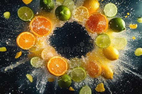 Citrus Fruits Exploding In A Refreshing Splash Stock Image Image Of Refreshing Color 367597853