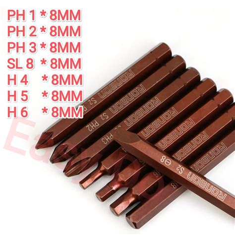 8mm Screwdriver Bit Hex Shank Magnetic Bits Slotted Screwdriver Impact Driver For Electric Screw