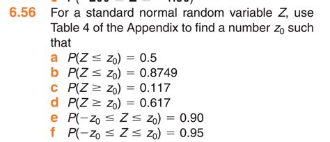 Solved For A Standard Normal Random Variable Z Use Chegg Com