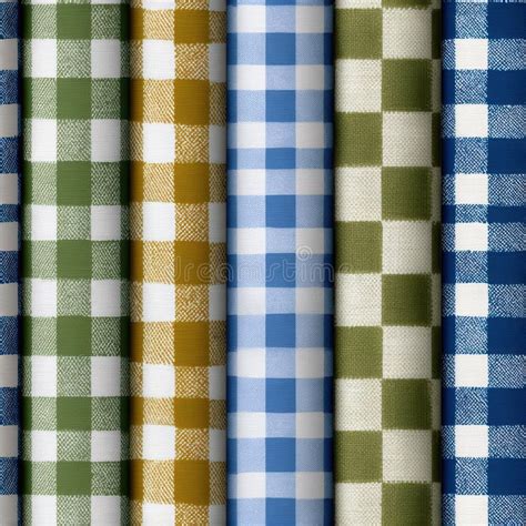 Colorful Checked Fabric Patterns For Textile And Design Projects Stock