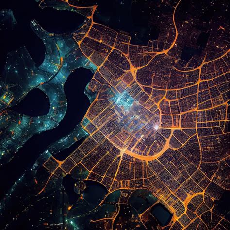 Premium Photo A Map Of The City At Night With Lights