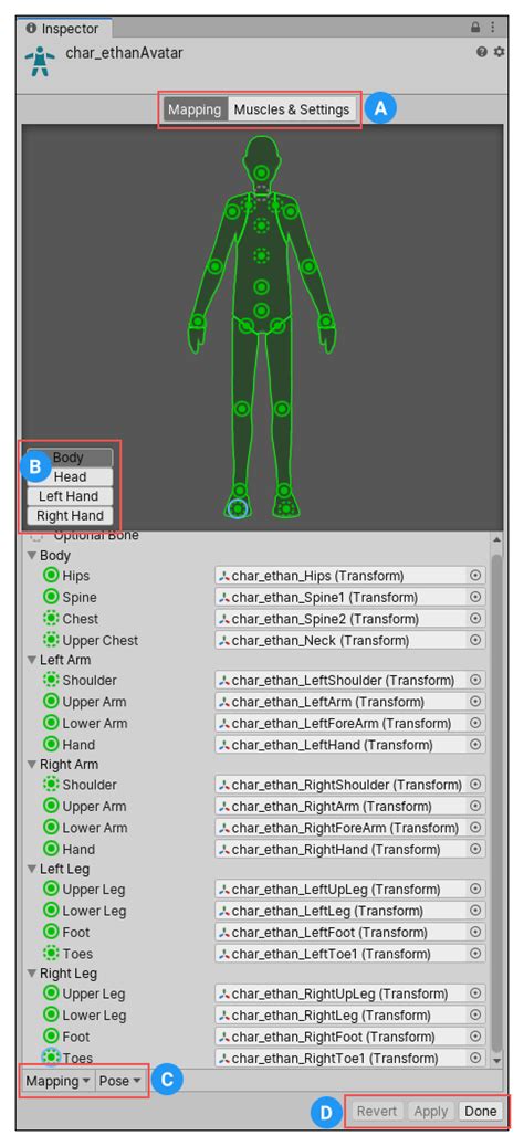Unity Manual Avatar Mapping Tab