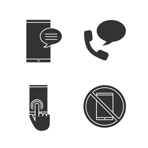 Phone Communication Glyph Icons Set Chatting Voice Message