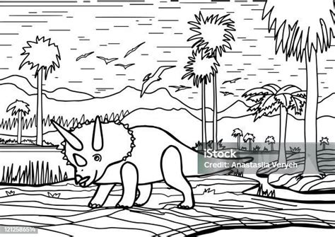 어린이와 성인을위한 공룡 트리케라톱스 색칠 공부 책 세련 된 손으로 그린 안티 에스 색칠 페이지 벡터 개요 T 렉스 그림입니다 0명에 대한 스톡 벡터 아트 및 기타 이미지