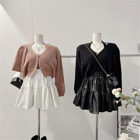 이프유마인 Y2k하이틴유니크 겨울 시어링 기모 가죽 레더 하이웨스트 밴딩 A라인 플레어 플리츠 셔링 프릴 캉캉 미니 스커트 치마바지 4color